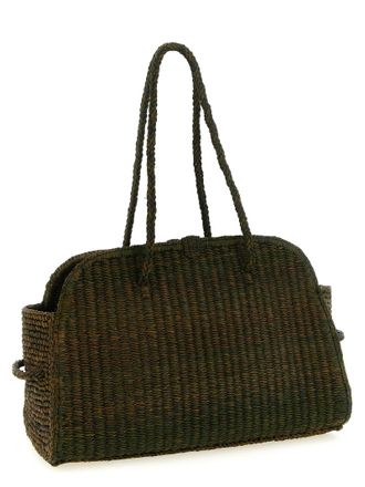 Jacquemus Womens Raffia Braided Tote Green
