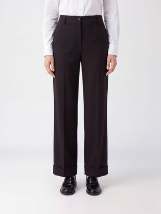 Alberto Biani Straight-Leg Hose aus Stretch-Schurwolle mit mittlerer Leibh&ouml;he