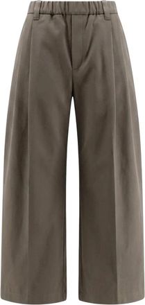 Brunello Cucinelli Weite Baumwollhose mit Monili-Detail - - Trousers - Damen - Braun - M