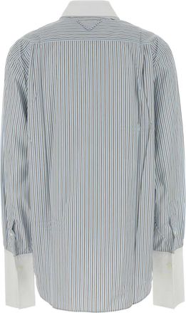 Prada Womens Embroidered Poplin Shirt Cielo Exterior: Cotton Camicie