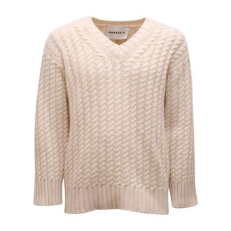 Amaranto M6001 Maglione Pullover aus Wolle/Kaschmir mit V-Ausschnitt - - Knitwear - Herren - Wei&szlig; - L