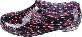 Generic Bottes en caoutchouc pour femme &agrave; talon bas et bout rond, faciles &agrave; mettre et &agrave; enlever, faciles &agrave; nettoyer, antid&eacute;rapantes, r&eacute;sistantes &agrave; leau, respi