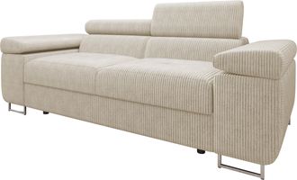 Mirjan24 Sofa Torezio Cord II mit Einstellbare Kopfst&uuml;tzen, Zweisitzer Polstersofa, F&uuml;&szlig;e aus Metall Chrom, Sofagarnitur, Wohnlandschaft, Couchgarnitur (Poso 10