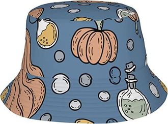 Generic Doux Chapeau de Pêcheur Motif de Citrouille dhalloween Chapeaux de Seau Unisex Beach Sun Hat pour Golf Adultes Vacances