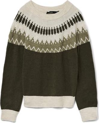 Vero Moda Vmsimone Ls Nordic Pullover GA Rep Boo Pull, Grape Leaf, M Femme