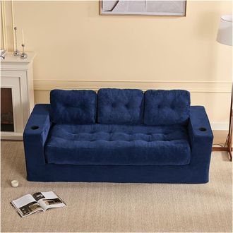 Generic Boneless Cord-Bodensofa, Schlafsofa aus Cord, mit Kissen, Weich und hautfreundlich, ohne Montage, f&uuml;r Wohnzimmer Vielseitig, Armlehnen & Doppel-Getr&auml;n