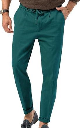 Generic Pantalon l&eacute;ger pour homme, coupe ajust&eacute;e, coupe droite, cordon de serrage, pantalon de costume daffaires, poches, pantalon d&eacute;contract&eacute; pour homme, ble