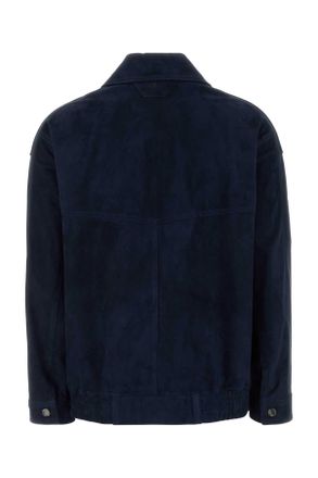Santoro London Womens Navy Blue Suede Jacket Dnoblu Exterior: Ovine Leather Giacche Pelle