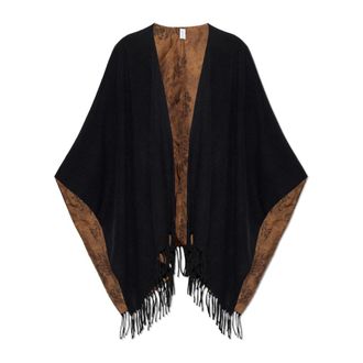 Ferragamo Wendbarer Poncho mit Fransen - - Jackets - Damen - Schwarzk - ONE SIZE