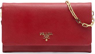 Prada Hobo Bags - Saffiano Leather Wallet on Chain - Gr. unisize - in Rot - f&uuml;r Damen