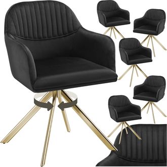 TecTake 6 x Esszimmerstuhl drehbar, Armlehnstuhl drehbar, ergonomischer Stuhl Samt, St&uuml;hle f&uuml;r Esszimmer, M&ouml;bel f&uuml;r Wohnzimmer, Arbeitszimmer, Esstisch, Schmi