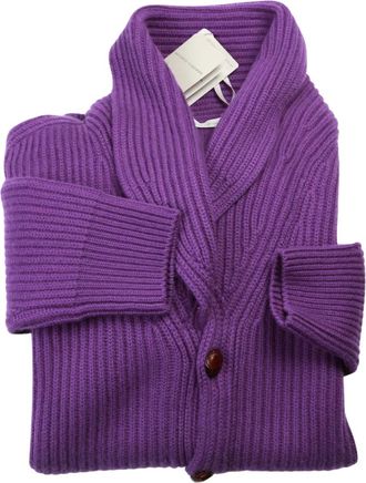 Manrico Cashmere cardigan en cachemire &agrave; design nervur&eacute; - Violet