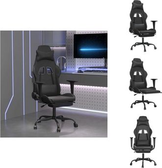 vidaXL Gaming-Stuhl mit Massage & Fu&szlig;st&uuml;tze Schwarz Kunstleder - Gaming-Stuhl - Gamer Chair - B&uuml;rostuhll - Schreibtischstuhl - Ergonomischer Stuhl
