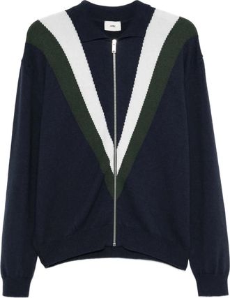 Autry cardigan zippé à col v - Bleu