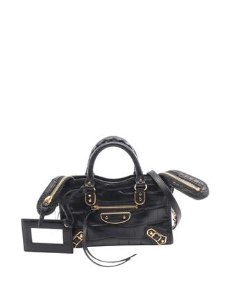 Balenciaga 2010-2025 Mini Chevre Motocross Classic Metallic Edge City Satchel handbag - Noir