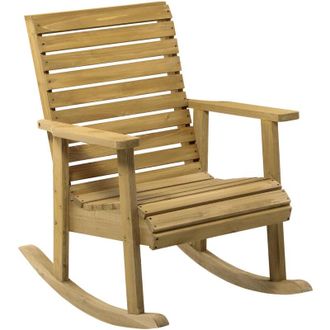 OUTSUNNY Fauteuil de jardin &agrave; bascule rocking chair style n&eacute;o-r&eacute;tro bois sapin autoclave