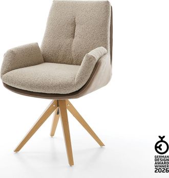 DELIFE Drehstuhl Clea-Flex Materialmix Schlamm Holzgestell kantig Natur 180&deg; drehbar, Esszimmerst&uuml;hle