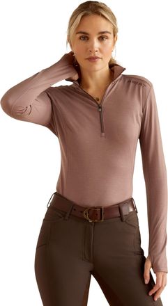 Ariat Womens Cheviot 1/4 Zip Baselayer Top Long Sleeve in Twilight Mauve, Size X-Large, by Ariat