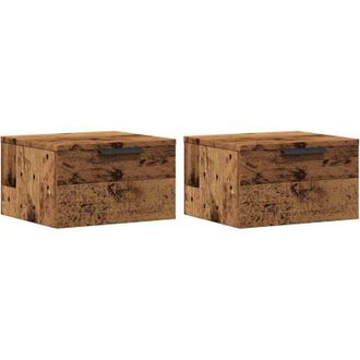 vidaXL Tables de chevet murales 2 pcs vieux bois 34x30x20 cm Vidaxl