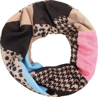 Samaya Leichter, weicher Schlauchschal Miski, Loop, mit einem Mix aus Animalprint und Hahnentritt