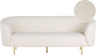 Beliani Beliani - Canapé 3 Places Tissu Blanc Polaire Pieds Dorés Dossier et Accoudoirs Unis Loen