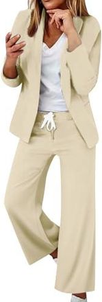 Generic Surv&ecirc;tement blazer pour femme - Manches longues - Cardigan - Veste blazer - Pantalon large - Tenue daffaires d&eacute;contract&eacute;e - Tenue de bureau - V&ecirc;tement