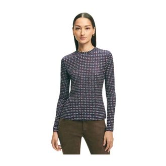 Brooks Brothers Femme, Tops, Bleu, Taille: 44 FR Haut extensible multicolore en polyester