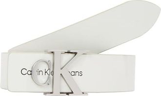 Calvin Klein Ceinture Femme Monogram Hardware 3.0 cm Cuir, Noire (Black), 75 cm, Beige (Icicle), 80 cm