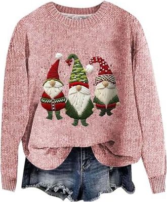 Generic Pull Femme Chic et Elegant Sweater Imprim&eacute; Leger Oversize Sweaters Hauts Moelleuse Tunique Pas Cher Tee Shirts Manche Longue pour lautomne lhiver