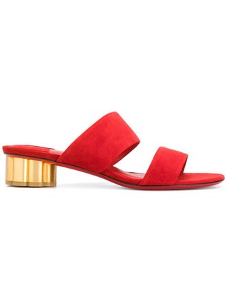 Ferragamo flower heel sandals - Rouge