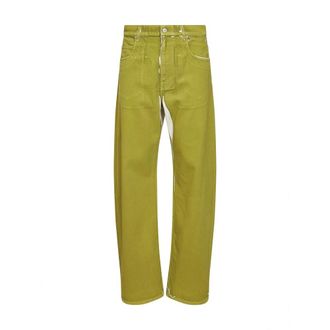 Marni Homme, Jeans, Vert, Taille: W31 Pantalon large en denim s&eacute;rigraphi&eacute;