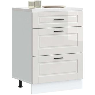 vidaXL Vidaxl - Meuble bas de cuisine Porto en bois ding&eacute;nierie blanc brillant - Dimensions 60x46x81,5 cm - Capacit&eacute; 50 kg - Avec pieds r&eacute;glables