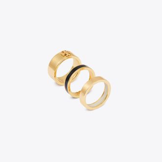 Tory Burch Icon Enamel Ring Set