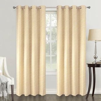 HOME MAISON Homemaison Verdunkelungsvorh&auml;nge, geometrischer Stil, Polyester, gepr&auml;gtes Quadratmuster, f&uuml;r Wohnzimmer, Schlafzimmer, Fenster, 140 x 260 cm, Taupe, 