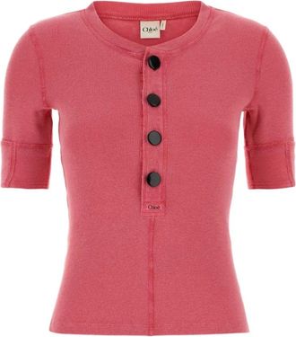 Chlo&eacute; Haut en coton maille - Femme - Pulls - Rose - Taille: 36 FR