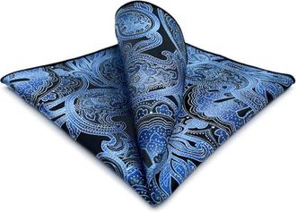 Shlax & Wing Shlax&Wing Géométrique Bleu Noir Poche de poche Pour des Hommes Jacquard Woven Paisley