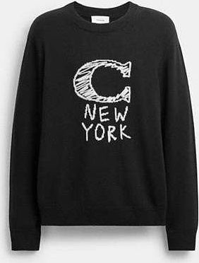 Coach Scribble Signature Pullover f&uuml;r M&auml;nner in Schwarz, Gr&ouml;&szlig;e Mittel | Wolle