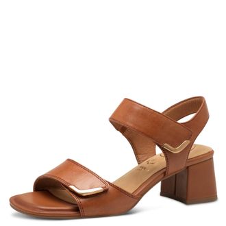 Tamaris Comfort Damen Sandalen mit Absatz aus Leder mit Blockabsatz, Braun (Nut Nappa), 36 EU