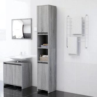 vidaXL vidaXL Badezimmerschrank Grau Sonoma 30x30x183,5 cm Holzwerkstoff