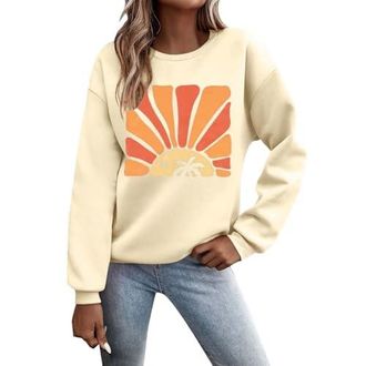 Generic 2026 Printemps 2024 Et Hiver Mode Sunrise Print Sweat &agrave; Capuche Femme, beige, XXL