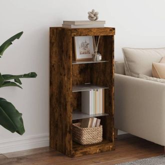vidaXL Buffet avec lumi&egrave;res led ch&ecirc;ne fum&eacute; 41x37x100 cm