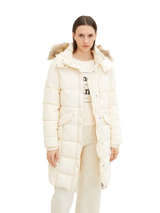 Tom Tailor Damen Wintermantel mit Kapuze 1032489, 28130 - Soft Buttercream, XXL