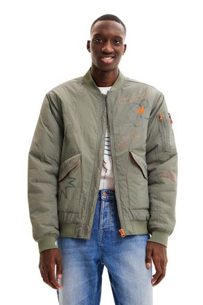 Desigual Mens CHAQ_Bomber, 4068 BOAB, Green, XXL