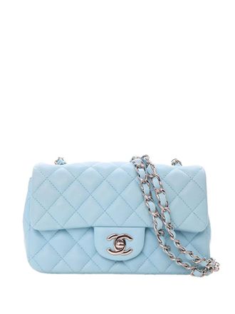 Chanel 2021 mini Classic Single Flap Umh&auml;ngetasche - Blau