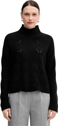 Benetton Pull &agrave; col roul&eacute; ajour&eacute; - Femme - Pulls - Noir - Taille: 44 FR