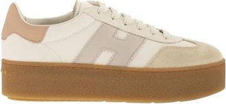 Hogan Low-Top Sneaker - Leather And Suede Trainers With Platform Sole - Gr. 36,5 (EU) - in Beige - f&uuml;r Damen