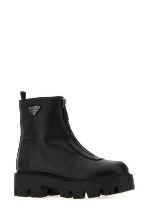 Prada Womens Black Leather Ankle Boots Nero Stivali