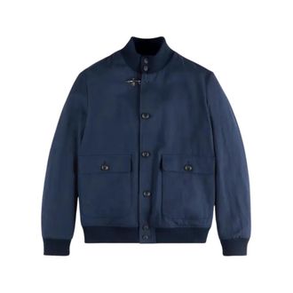 Fay Blouson Bomber Bleu avec Maille C&ocirc;tel&eacute;e - Homme - Vestes - Bleu - Taille: XL