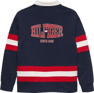 Tommy Hilfiger Langarm-Poloshirt HILFIGER GRAPHIC RUGBY POLO LS Kinder bis 16 Jahre, R&uuml;ckenprint, Kontrastdetails
