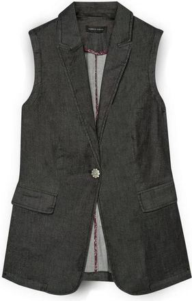 Fiorella Rubino Femme, Vestes, Noir, Taille: 54 FR Denim Vest with Jewel Button